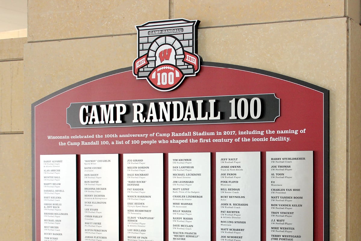 UW – Madison Camp Randall 100 Sign