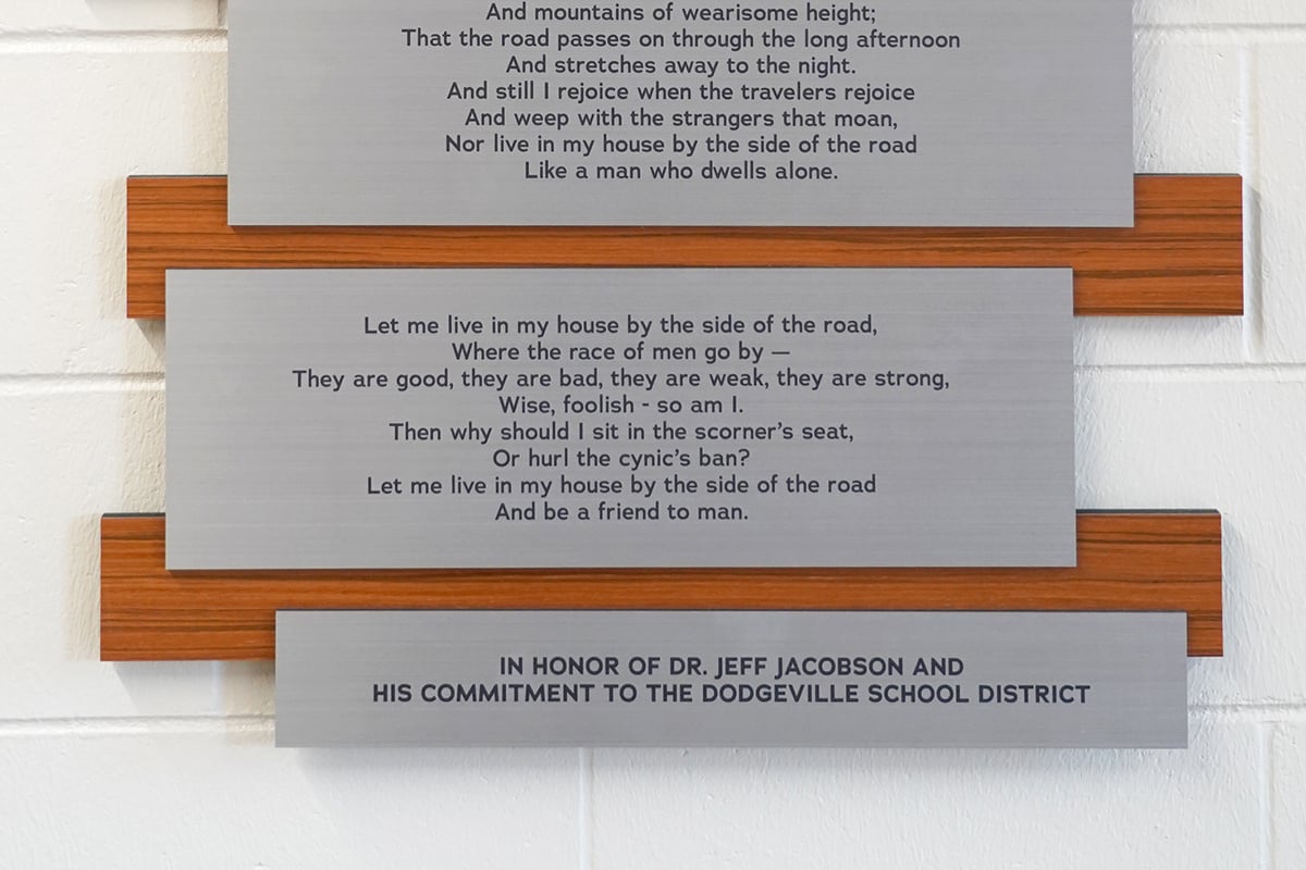 Dodgeville Poem Dedication plaque
