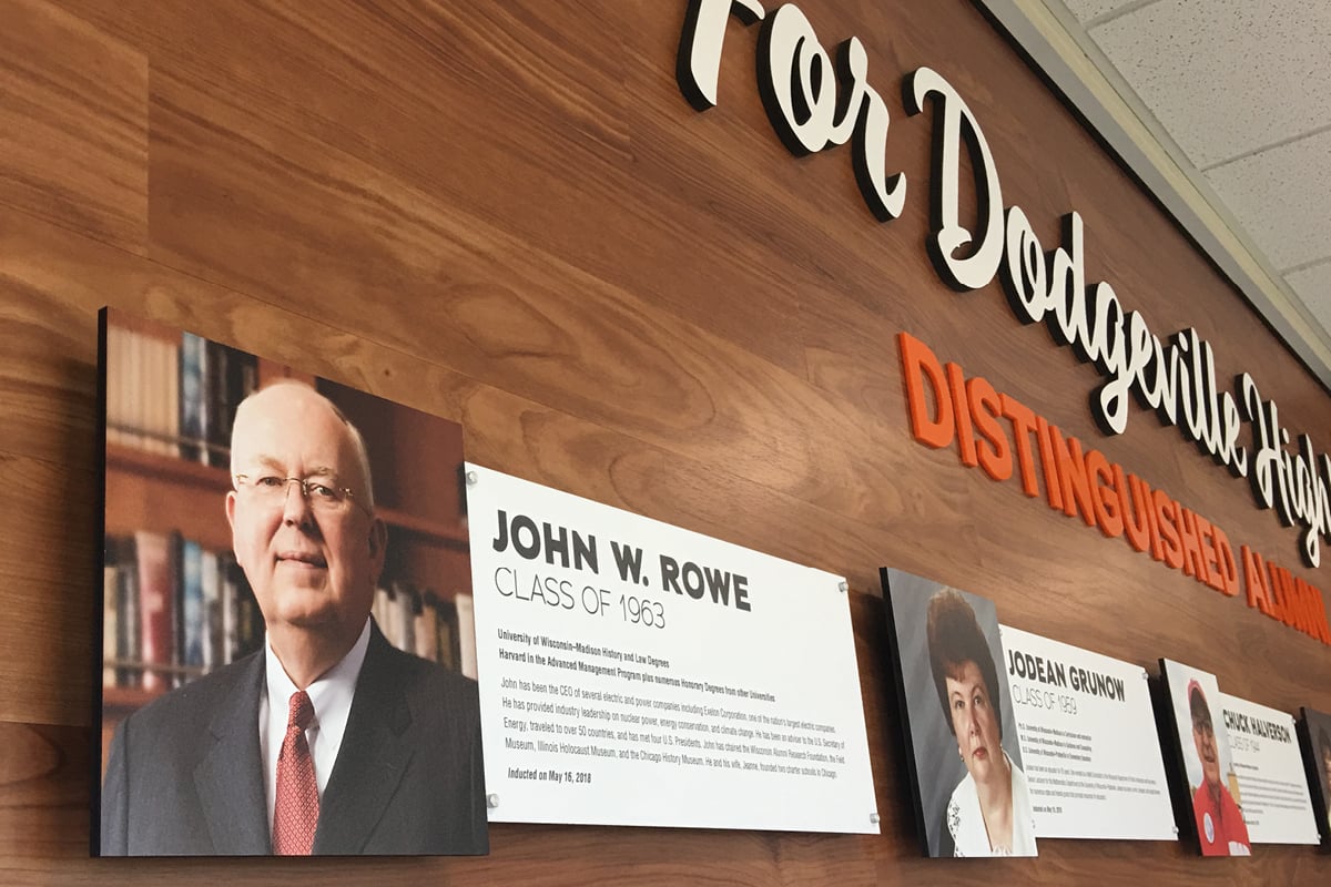 Dodgeville High school Distinguished Alumni Display